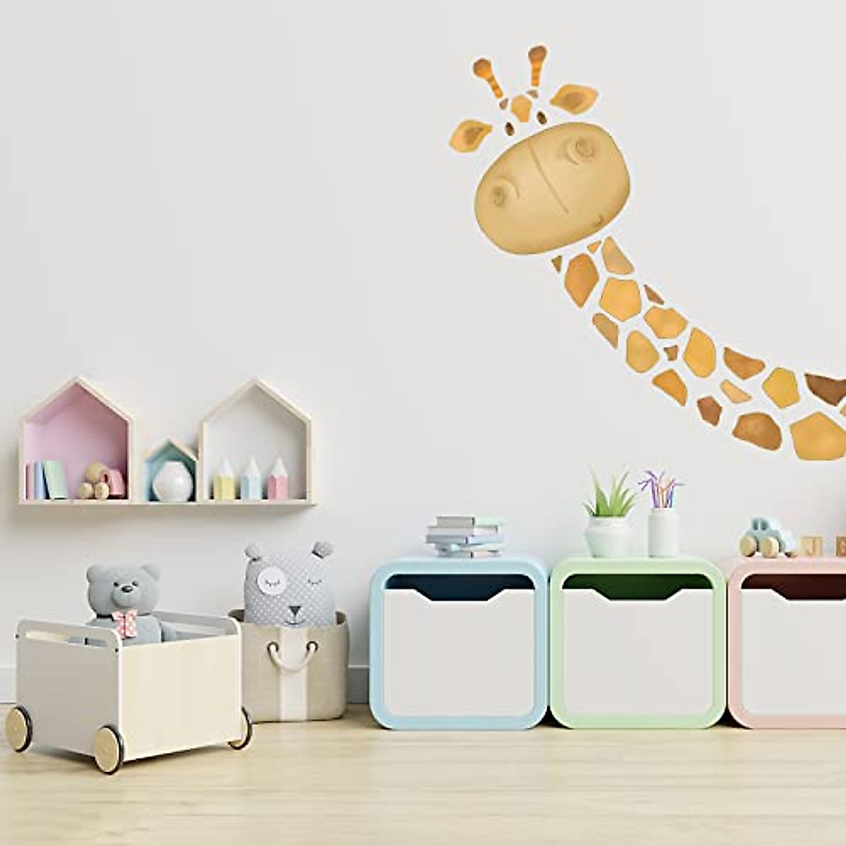 Wall Decals Cute Giraffe Room Decor TV Wall Decor Animals Lover Gift Idea Cute Animal Wall Decals for Classroom Farmhouse Store Showcase Wall Decorations