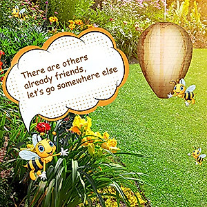 4 Pieces Wasp Nest Decoys Wasp Deterrent for Bees Hornets 4 Pieces Waterproof LED Light Yellow and Dark Green Outdoor Cloth Lantern Hanging