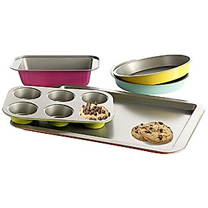 Gibson Home ColorSplash Lyneham 5 Piece Carbon Steel Bakeware Set, Gray