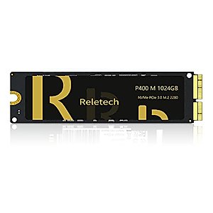 Reletech 1TB SSD NVMe M.2 Gen 3x4 Upgrade Solid State Drive for MacBook Air(Mid 2013-2017) MacBook Pro (Retina, Late 2013 - Mid 2015) Mac Pro(2013)&Mini (2014),iMac(2013-2017) (P400M, 1TB)