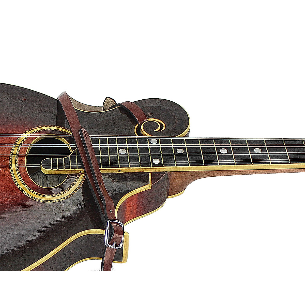 Walker & Williams M-41 Chestnut Brown Leather Mandolin Strap For A or F Types