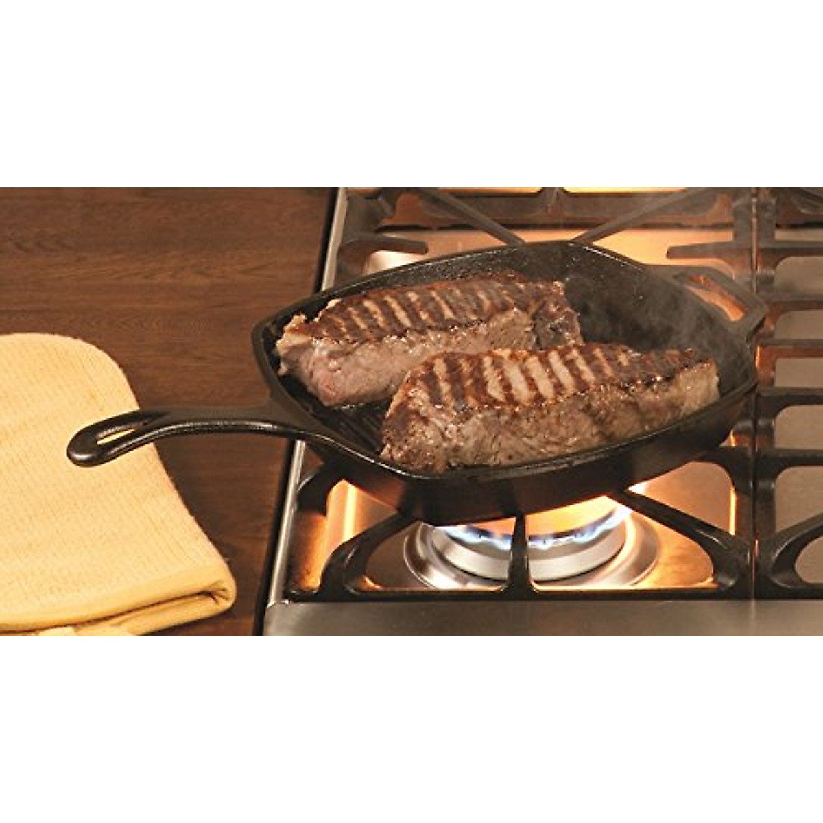 Lodge 15 Inch Cast Iron Skillet and 10.5-inch Square Grill Pan Bundle