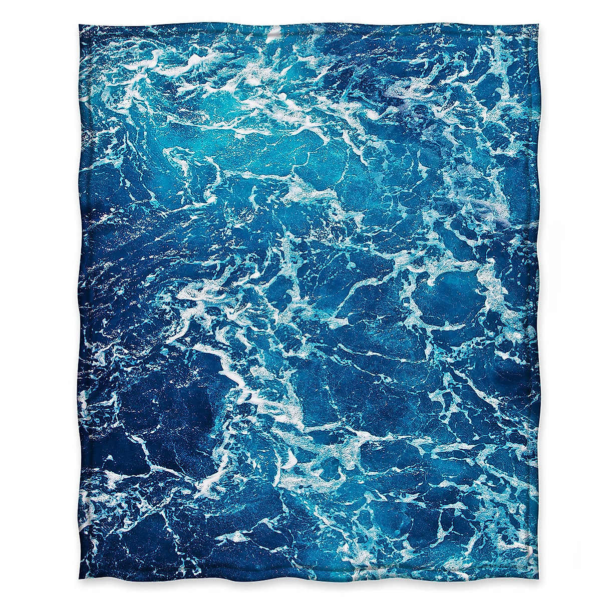 Jekeno Wave Blanket Blue Sea Wave Print Throw Blanket Lightweight Cozy Soft Print Warm for Kids Teens Gift 50"x60"