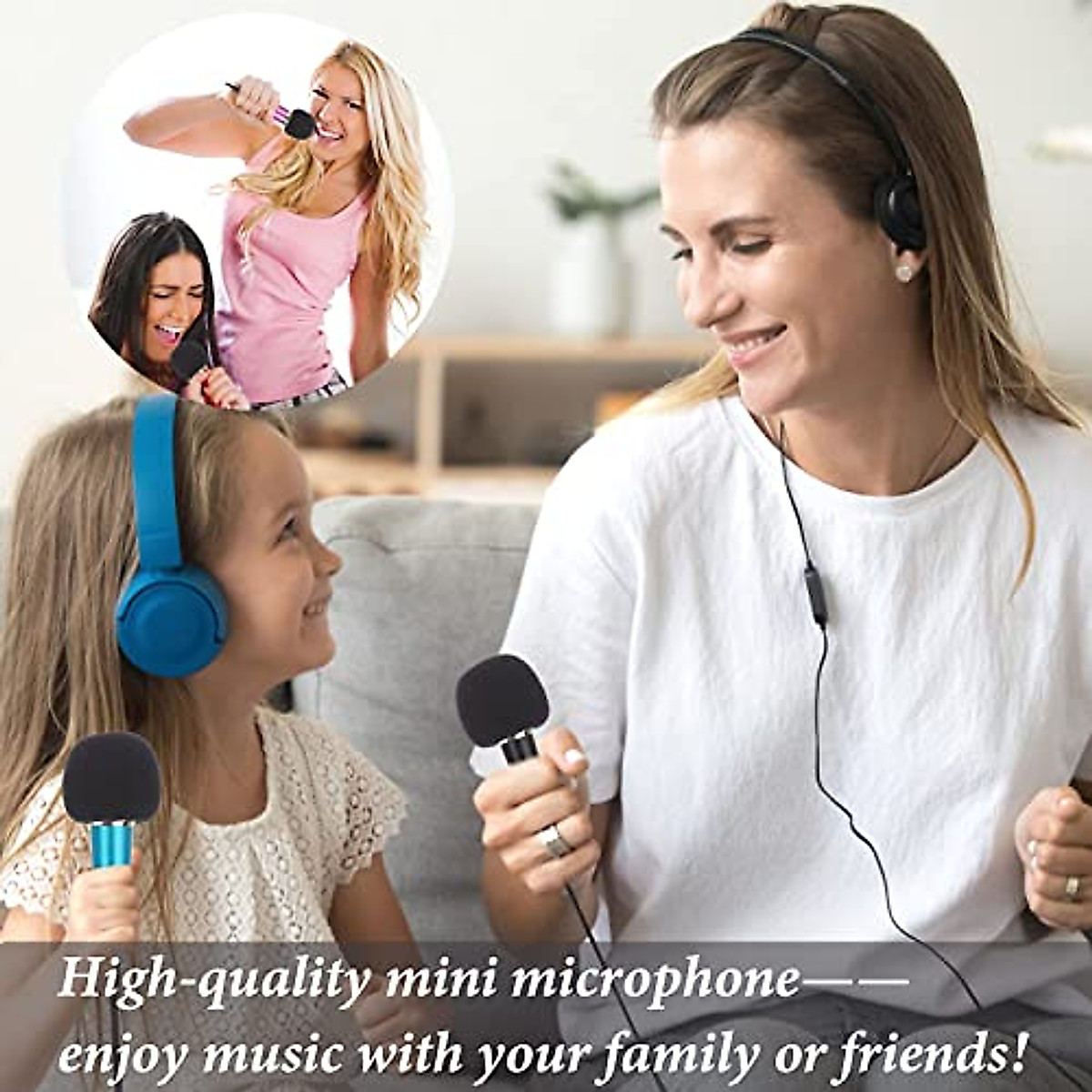 5Pcs Mini Microphone Mini Karaoke Microphone for Voice Recording, Portable Microphone Chatting and Singing Compatible with Smartphone iPhone, iPad, Laptop
