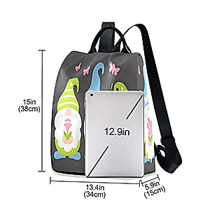 Sinestour Gnomes Flowers Butterflies Backpack Purse for Women Girls Anti Theft Backpack Fashion Back Pack Ladies Travel Backpack Shoulder Bag Schoolbag for Camping Shopping College