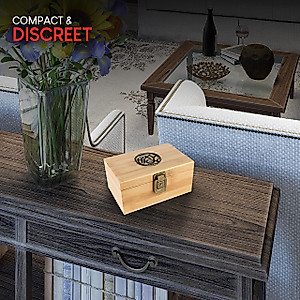 Sky High Dream Smell Proof Wooden Storage Box with Lock and Key - Odorless Portable Storage Case for Accessories - Includes Lock and Key, Storage Jar and Tube, Tray, Resealable Bag, and More