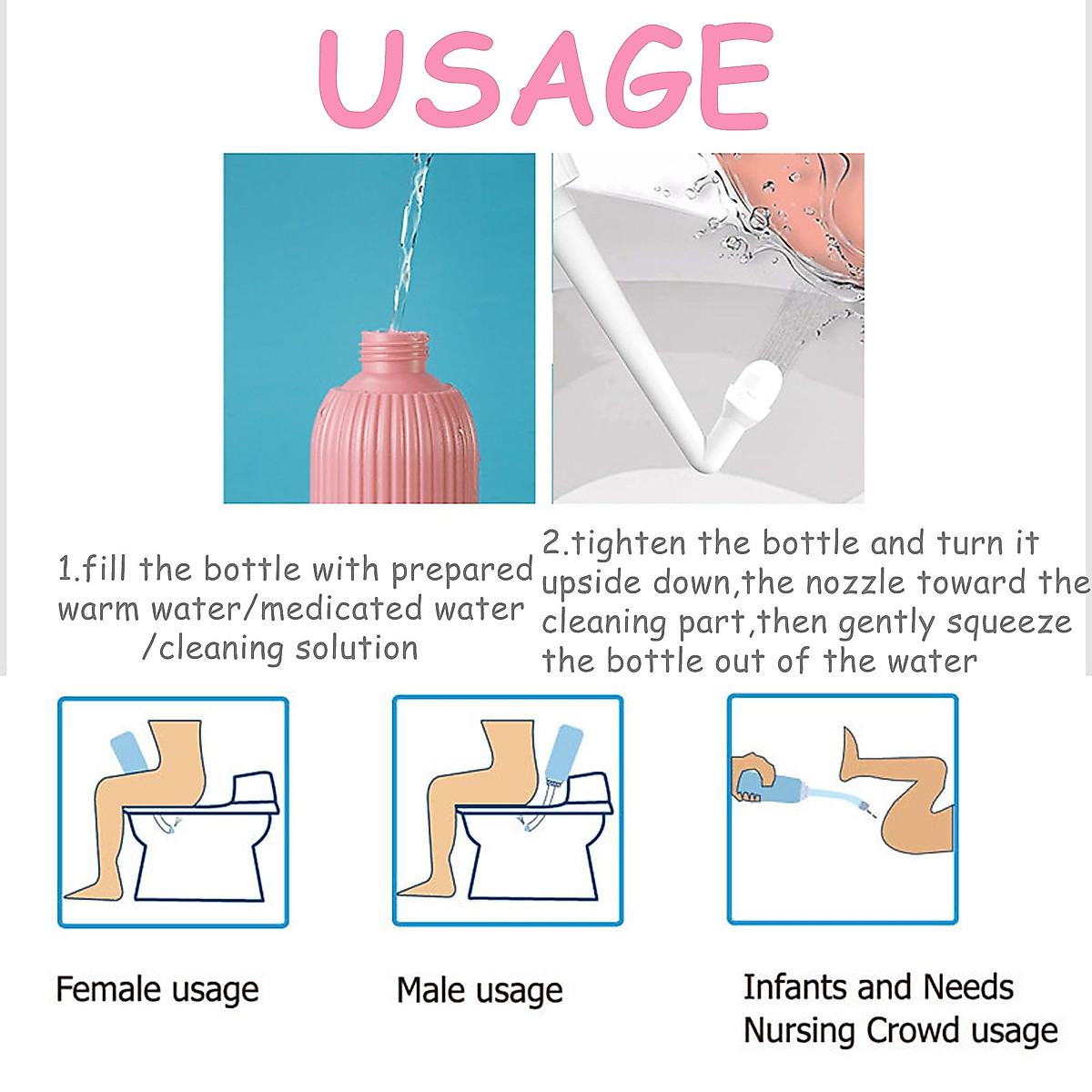 Draduo Portable Bidet Handheld Personal Hygiene Refresher Feminine Washers Portable Toilet Butt Cleaner Feminine Menstrual Pubic Care Fart Washer Bidet Spray Bottle for Home/Travel/Outdoor(500ml)