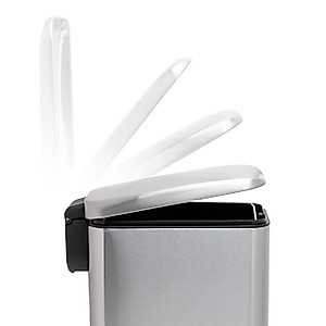 QUALIAZERO 5L / 1.3 Gallon Stainless Steel Step-On Bathroom Trash Can, Slim Shape, Pack of 2, Starter Set (Stainless Steel)