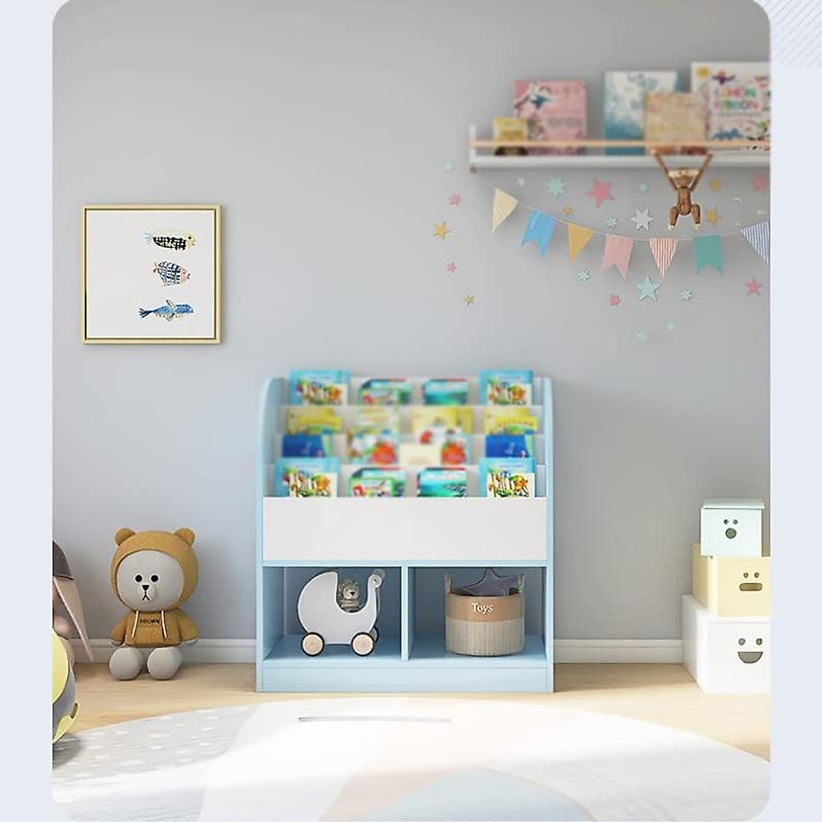 QDLZLG Bookshelf Picture Book Rack Floor-to-Ceiling Simple Home Living Room Bedroom Toy Storage Rack Against The Wall ( Color : E , Size : 47*24*103cm )
