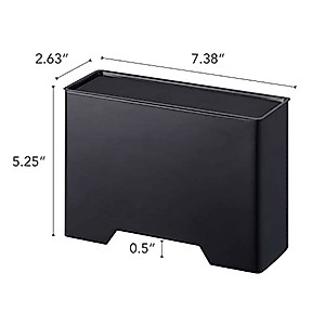 YAMAZAKI Home Dispenser with Lid | Hygiene Station | Magnetic, Free-Standing | Steel | Face Mask Storage, One Size, Black