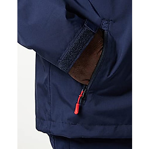 Helly Hansen Men's Crew Hooded Midlayer Fleece Lined Waterproof Raincoat Jacket, 597 Navy, Medium