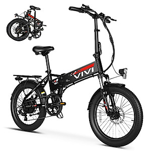 Vivi 20" Folding Electric Bike Folding Ebike Electric Bike for Adult, Foldable Electric Bikes Adult Electric Bicycles with 48V Removable Battery, Professional 7 Speed Electric Commuter Bike