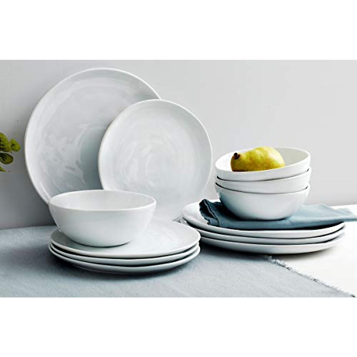 Everyday White by Fitz and Floyd Organic 12 Piece Dinnerware Set, Service for 4