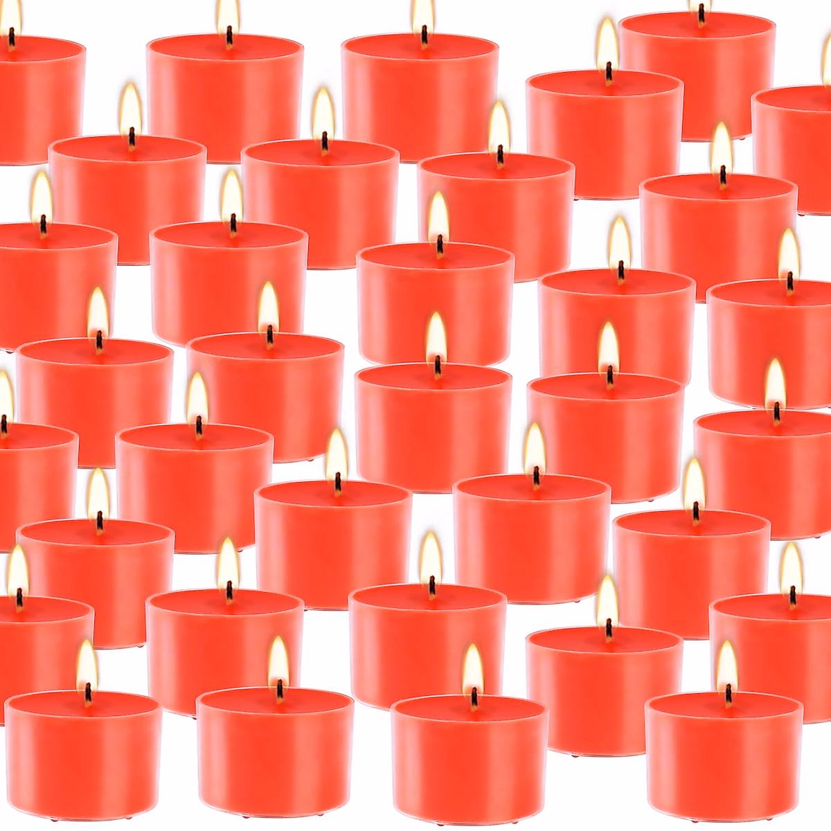 Clear Cup Tea Light Candles - Red - Box of 50 - Apple Scented Tealight Candles - Long Burning Time of 8 Hours - Great for All Events