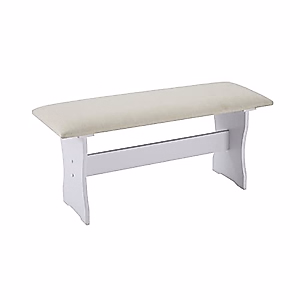 Riverbay Furniture Wood Storage Nook Kitchen Dining Breakfast Set in White and Beige