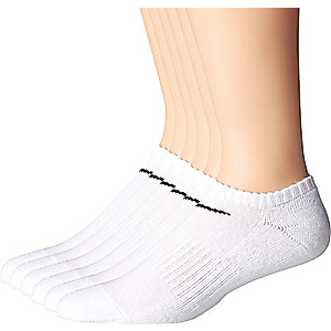 NIKE Unisex Performance Cushion No-Show Socks with Bag (6 Pairs), White/Black, Medium