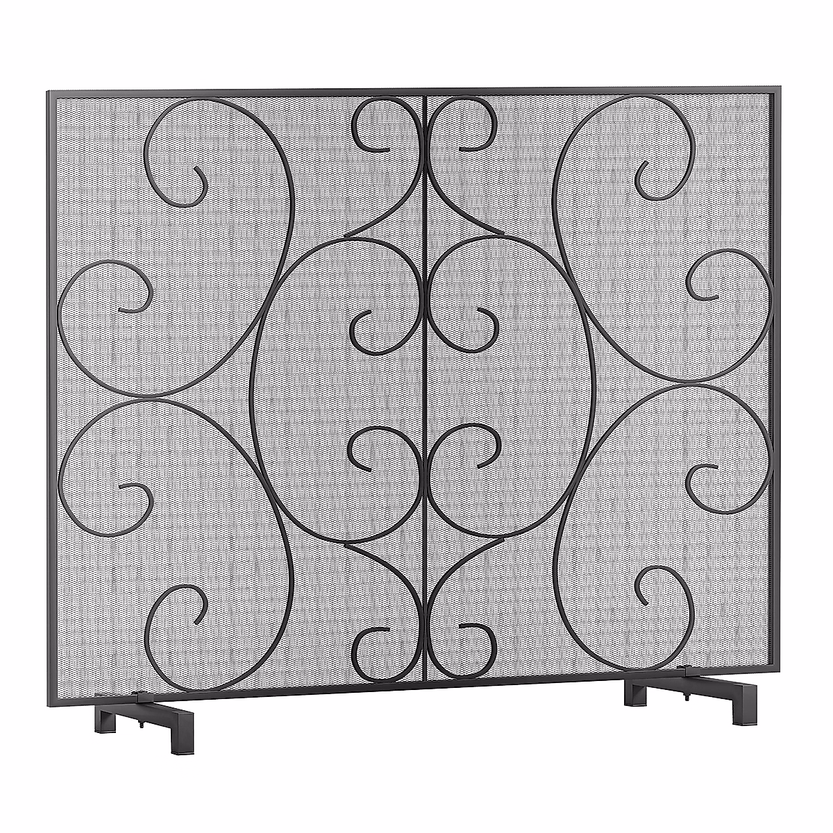 Kingson Single Panel Decorative Flat Fireplace Screen Cover Handcrafted Durable Metal Mesh, Heat-Resistant Free Standing Fire Spark Guard Mesh 37.8" L x 8.8" W x 30.7" H