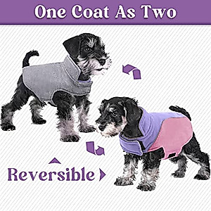 Polar Fleece Dog Sweater, Dog Apparel for Cold Weather, Reversible Soft Warm Coat with Leash Hole, Safety Reflective Strap Adjustable Hook and Loop Dog Fleece Vest for Small Medium Large Dogs(XS-3XL)