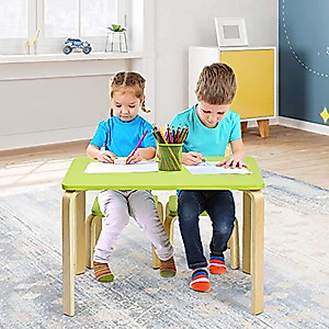 BETTARY Kids Bentwood Curved Back Table & Chair Set, Premium Toddlers Wood Furniture for Kids Reading, Arts, Crafts, Homework, Snack Time, Ideal for Daycares Playroom Home Classroom (Green)