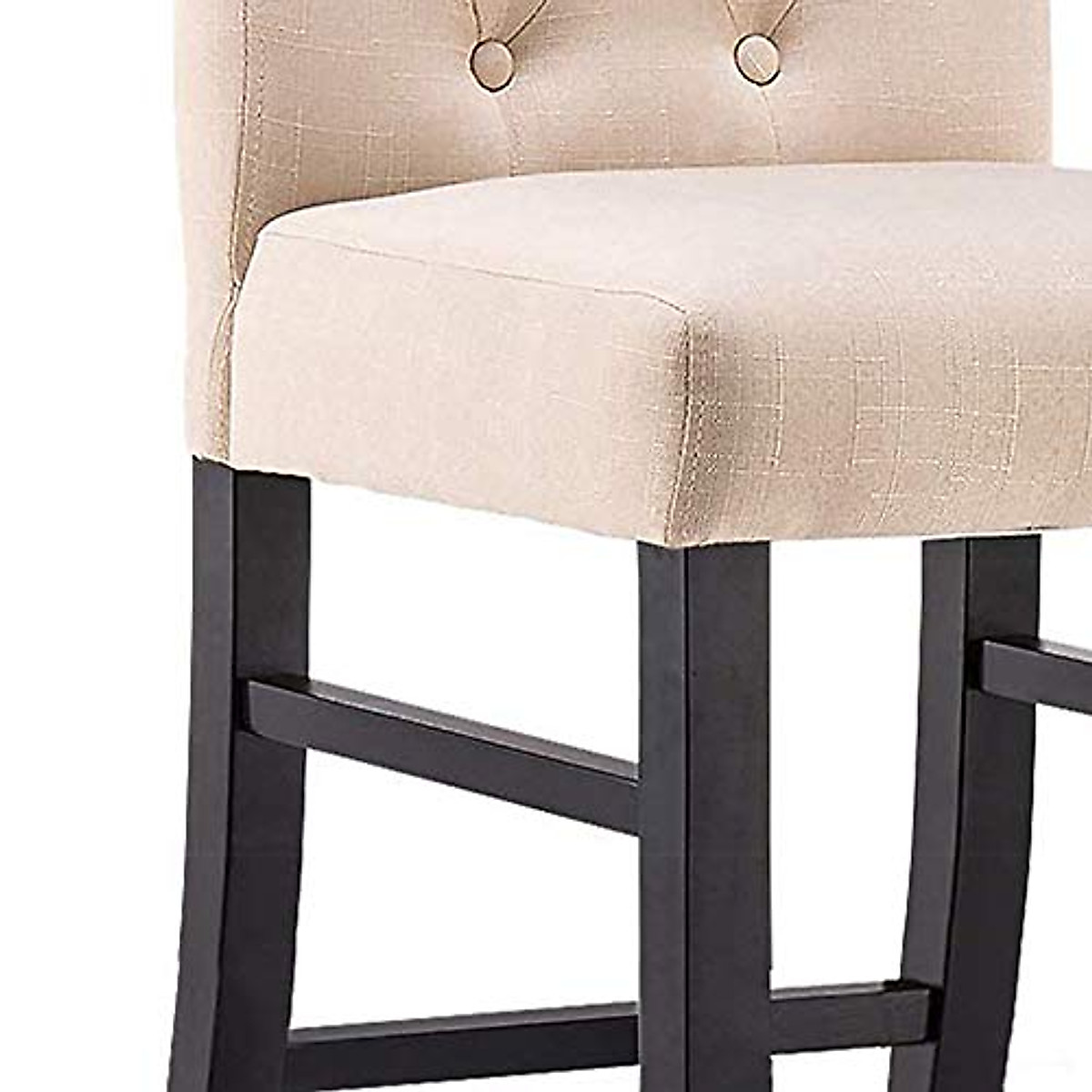 YEEFY 24" Button-Tufted Fabric Barstools Dining Counter Height Side Chairs (Beige, Set of 2)