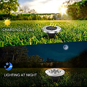 Aogist 4 Packs Solar Ground Lights,8 LED Garden Lights Patio Disk Lights In-Ground Outdoor Landscape Lighting for Lawn Patio Pathway Yard Deck Walkway