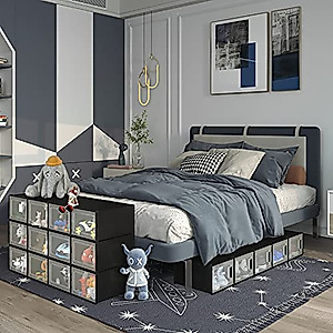 YITAHOME XL Shoe Storage Box, 18 PCS Shoe Storage Organizers Stackable Shoe Storage Box Rack Containers Drawers - Black (X-Large Szie-Fit for All Size Shoes)