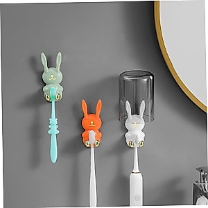 4pcs Adorable Rabbit Nail Hook Decorative Hooks Wall Mounted Hooks Kids Clothes Hanger Wall Mount Coat Rack Self Adhesive Hooks Animal Wall Hooks Cartoon Key Holder for Wall