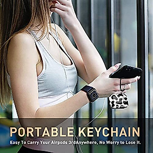 Airpods Case Cover Cow, Olytop Cute Airpods Protective Case Cover Printed Hard Skin Women Girl for Apple Airpods Charging Case with Keychain AirPods 2nd 1st Gen (Black Cow)