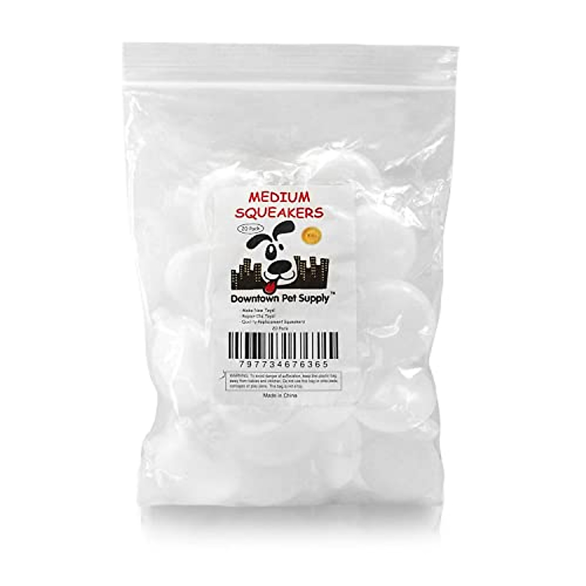 Downtown Pet Supply Squeakers for Dog Toys - Dog Toy Medium Replacement Squeakers - Repair Squeaky Dog Toys, Cat Toys or Baby Toys - Great for Arts & Crafts - 1.75 in Diameter - Medium - 20 Pack