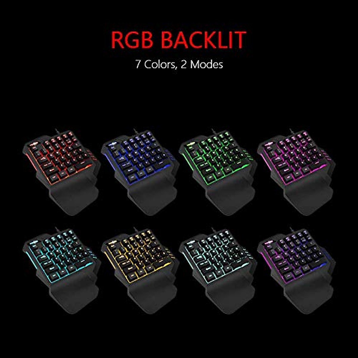 RedThunder One Handed Gaming Keyboard RGB Backlit 35 Keys Portable Mini Gaming Keypad Ergonomic Game Controller for PC Gamer