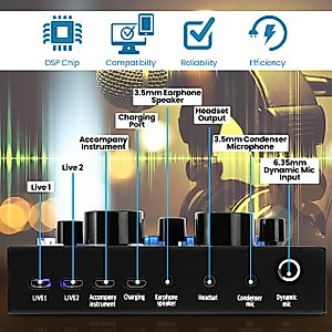 Pyle Bluetooth Mini Audio Podcast Mixer - Live Streaming For PC Computer iPhone Broadcasting Voice Changer V8 Sound Card with 12 Sound Effects,3 Inputs, Mic Input - PKSCRD208.5