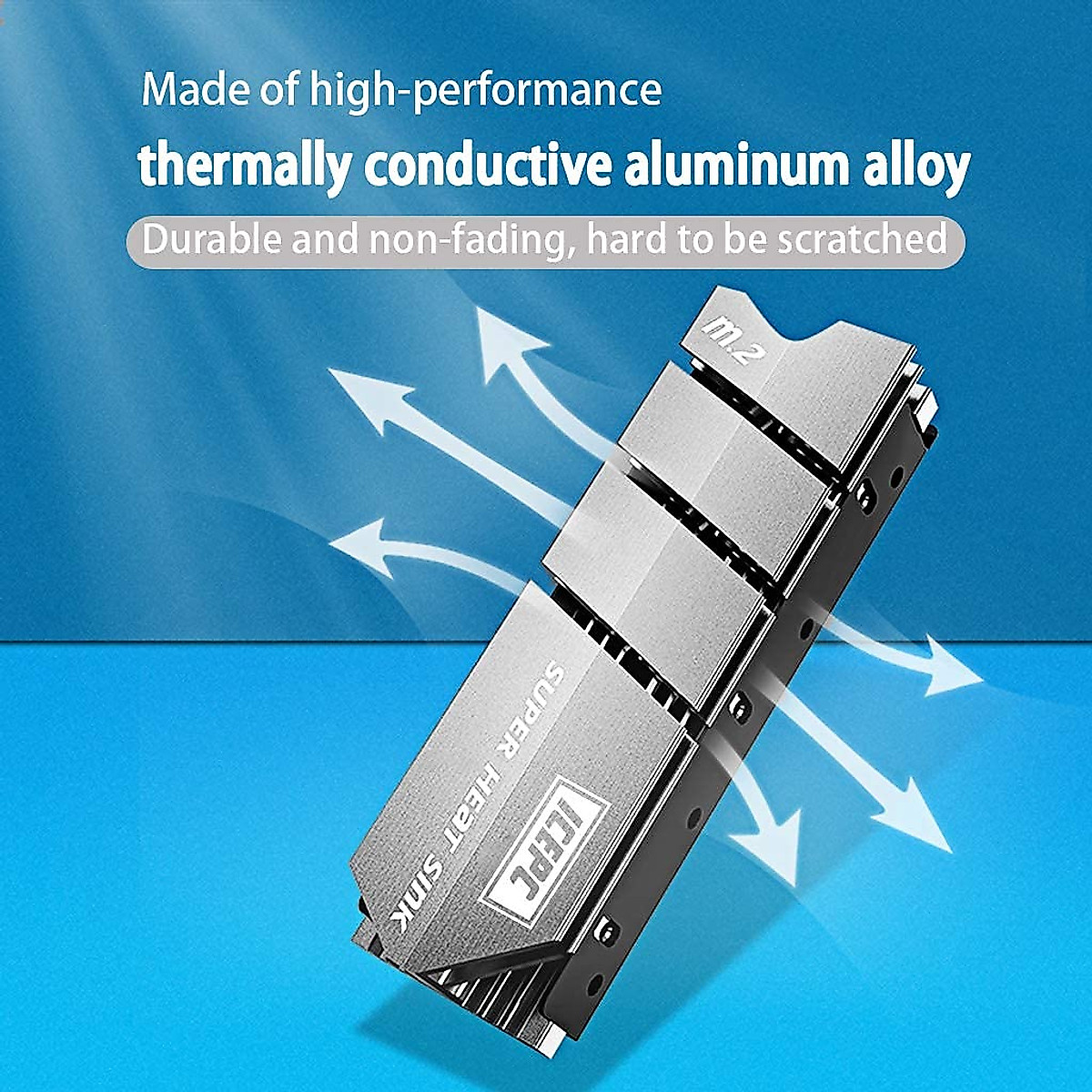 icepc M.2 2280 SSD NVMe NGFF Heatsink, Aluminum High Performance Double-Sided Radiator with Thermal Conductivity Pad for PCIE NVME M.2 SSD or SATA M.2 SSD PC Cooler