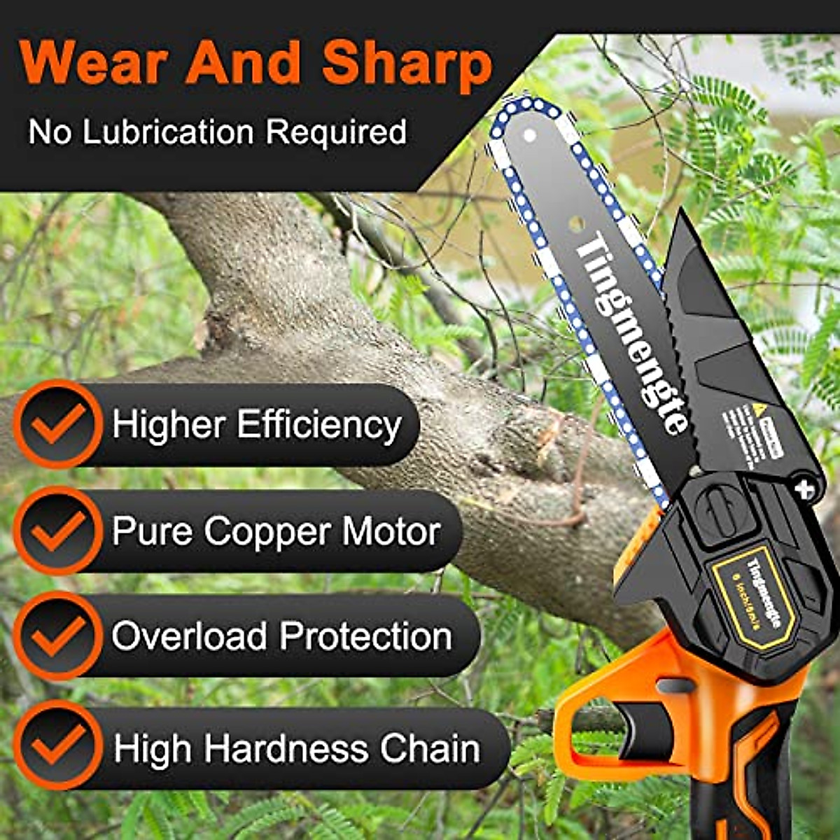 Mini Chainsaw 6 Inch, Cordless Mini Chainsaw Battery Powered with 24V 10000mAh Rechargeable Battery, 2.57Lb One-Hand Use Electric Chainsaw, Handheld Chainsaw for Tree Trimming Wood Cutting