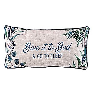 Christian Art Gifts Decorative Throw Pillow Give It to God and Go to Sleep Embroidered Couch Pillow and Inspirational Home Decor (12 x 23, Give It to God)