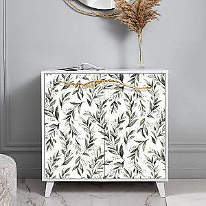 Erfoni Dark Green Leaf Wallpaper Peel and Stick Wallpaper 17.7in x 118.1in Removable Contact Paper Leaves Plant Self Adhesive Wallpaper Bathroom Vinyl
