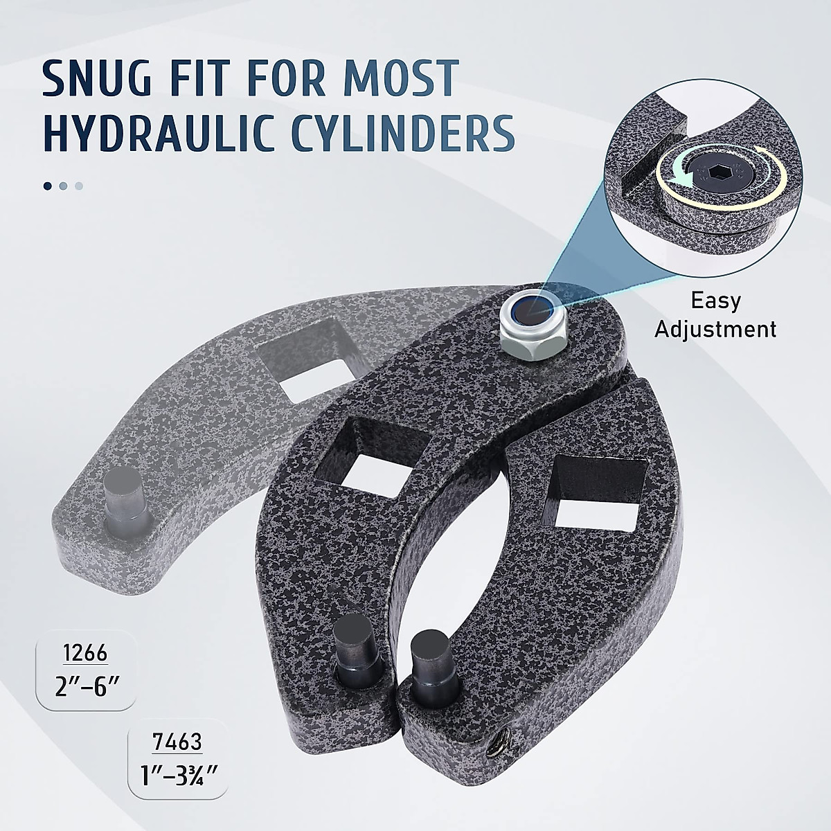 OMT Gland Nut Spanner Wrench Kit for 1" to 6" Gland Nuts, 1266 & 7463 Hydraulic Cylinder Wrench Set, 4pc Large & Small Wrench Set with 1/2" & 3/4" Drive for Hydraulic Cylinders Repairs