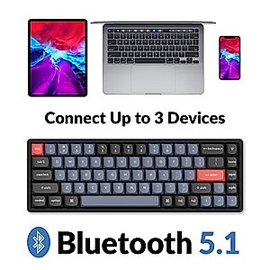 Keychron K6 Pro Wireless Custom Mechanical Keyboard, QMK/Launcher Programmable Macro, Hot-Swappable Keychron K Pro Red Switch, 65% Layout Aluminum RGB Backlit Office Keyboard for Mac Windows Linux