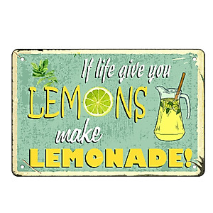 JBF Funny Retro Metal Tin Sign - IF LIFE GIVES YOU LEMONS MAKE LEMONADE - Vintage Style Bar Garage Hotel Diner Cafe Wall Decor Art 8x12INCH,8inch x 12inch