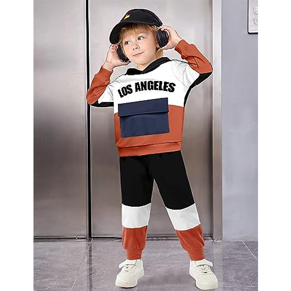 Toddler Boy Clothes 3t Boy Clothes 4t Boys Clothes Color Block Hoodie Long Sleeve Sweatshirt Sweatpants Sweatsuit Toddler Boy Fall Outfits Toddler Boy Winter Clothes Orange