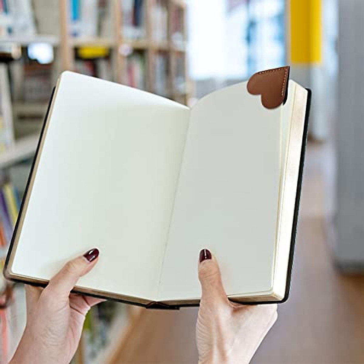 Leather Heart Bookmark, 6 Pcs Corner Page Book Marks for Women, Kids, Cute Bookmarks for Women, Handmade Book Accessories for Reading Lovers, Bookworms' Gifts (A-6PC)