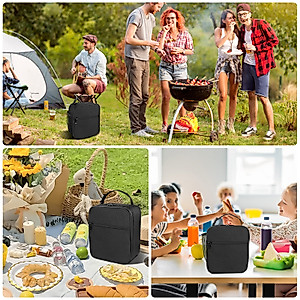 slticase Lunch Box for Men Women Adults, Insulated Lunch Bag for Office Work School Travel Picnic- Reusable Portable Soft Lunch box, School Thermal Meal Tote Bag Set Black