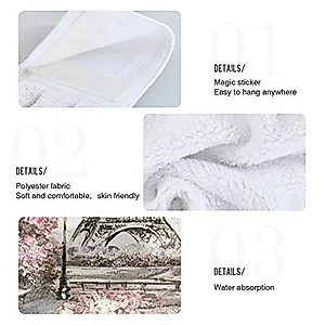 Alaza 2 Pcs Kitchen Towel, Street Cherry Blossom Paris Eiffel Tower Oil Painting Art Absorbent Towel Hanging Towel Hand Towel