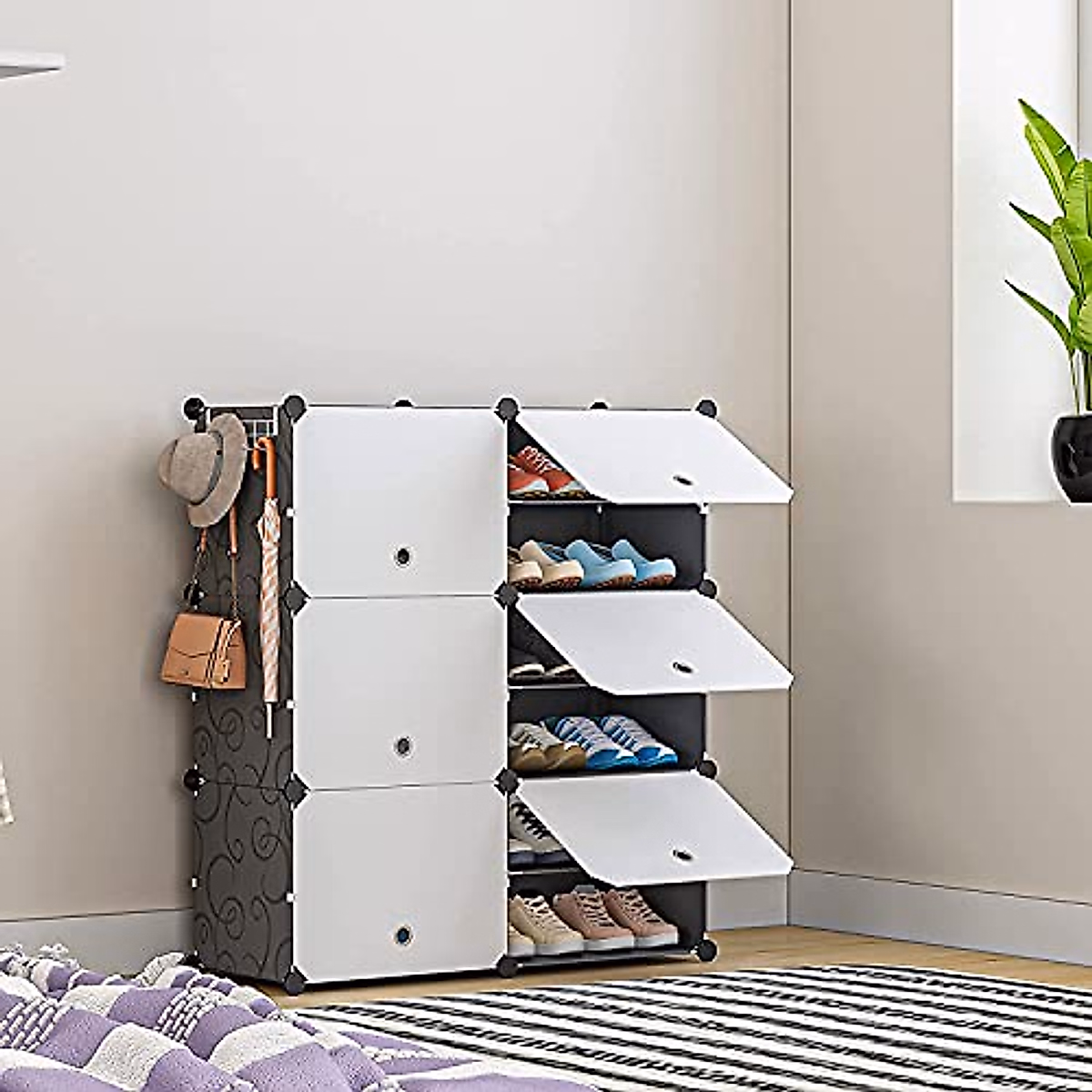 Aeitc Shoe Rack Organizer Shoe Organizer Shoe Storage Cabinet Narrow Standing Stackable Space Saver Shoe Rack (24 pairs, White)