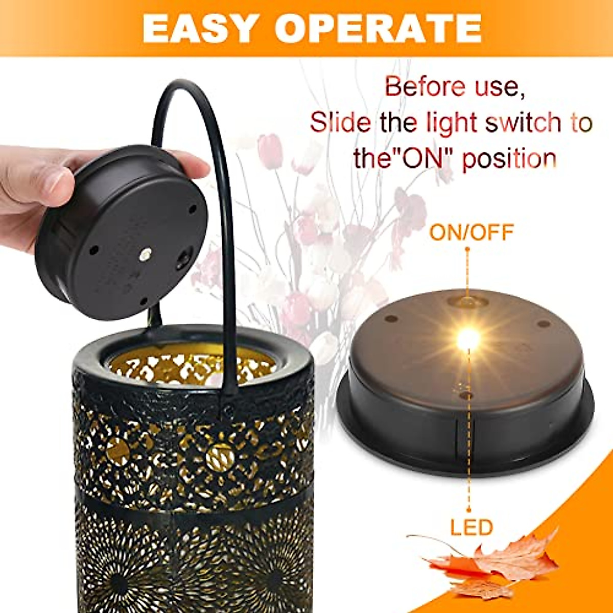 2 pcs Upgraded Solar Light Replacement Top for Outdoor Hanging Lanterns, 4.13 inch Warm White LED Solar Panel Lantern Lid Lights Parts, DIY Home Garden Night Decor Patio Lighting (Black - Round)