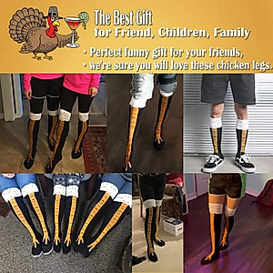 FITTEE Novelty Funny Crazy Chicken Feet Socks Knee-High Turkey Socks Funny Gifts (Yellow, Medium)