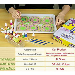 Marbling Paint Kit for Kids, Water Marbling Paint Set, Arts and Crafts for Girls & Boys Ages 6-12, 30 Colors, Ideas for Kids Activities Age 4 5 6 7 8 9 10 Marble Painting