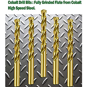 HSS Cobalt Drill Bit Set 9/32 Inch 10Pcs M35 Jobber Length Twist Steel Metal Drill Bits