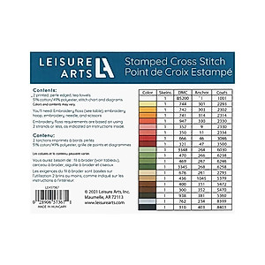 LEISURE ARTS Tea Towel 17"x28" Fruits 2pc, Towel Set, Embroidery kit, Bathroom Hand Towels, Kitchen Towel, Cross Stitch Kits, Stamped Cross Stitch Kits