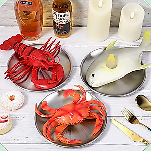 10 Pcs 18/8 Stainless Steel Plate 304 Stainless Steel Dishes 8 Inches Adult Plates Reusable Camping Plates Dishwasher Safe Feeding Serving Flat Plate Double Layers Round Dessert Plate (Silver)