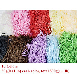 Thintinick 1.1LB Multicolored Raffia Paper Shreds & Strands Shredded Crinkle Confetti for DIY Gift Wrapping & Basket Filling